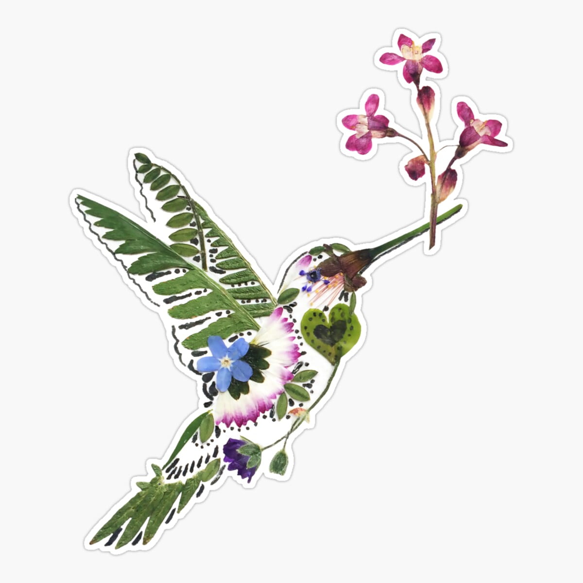 Onim A Hummingbird With A Flower Sticker, Phone Decal Water Bottle ...