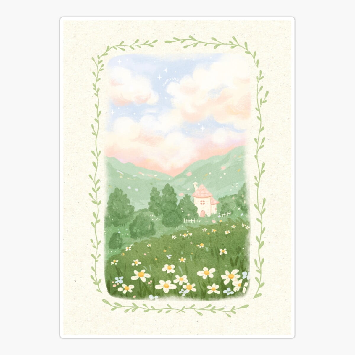 Onim A Lone House In The Valley Sticker, Phone Decal Water Bottle ...