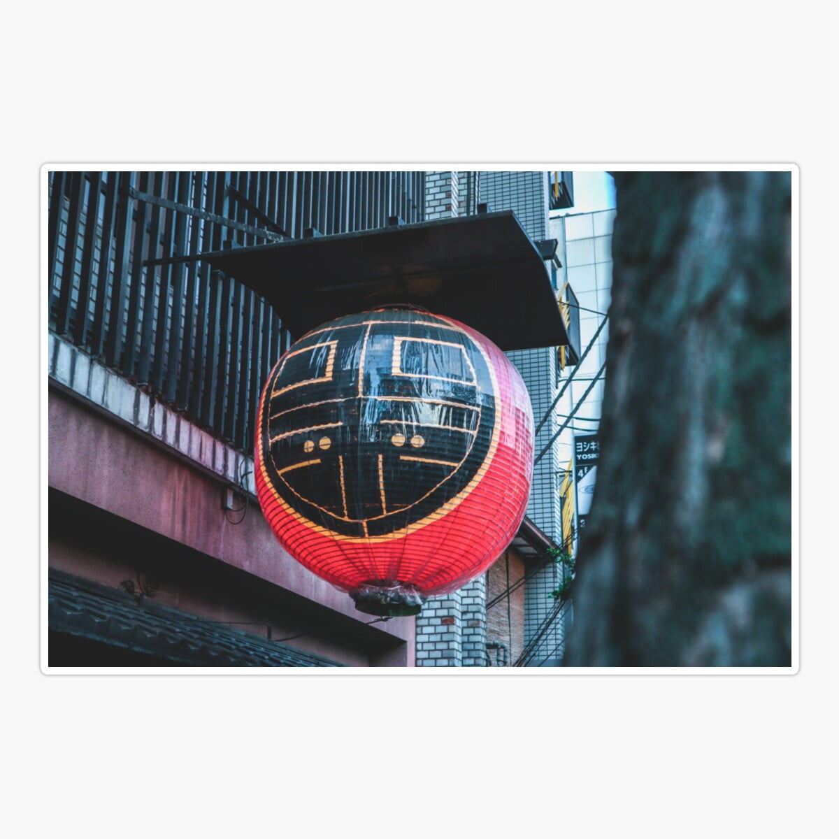 Onim A Red Lanten Sheds A Warm Light Onto The Street Sticker, Phone ...