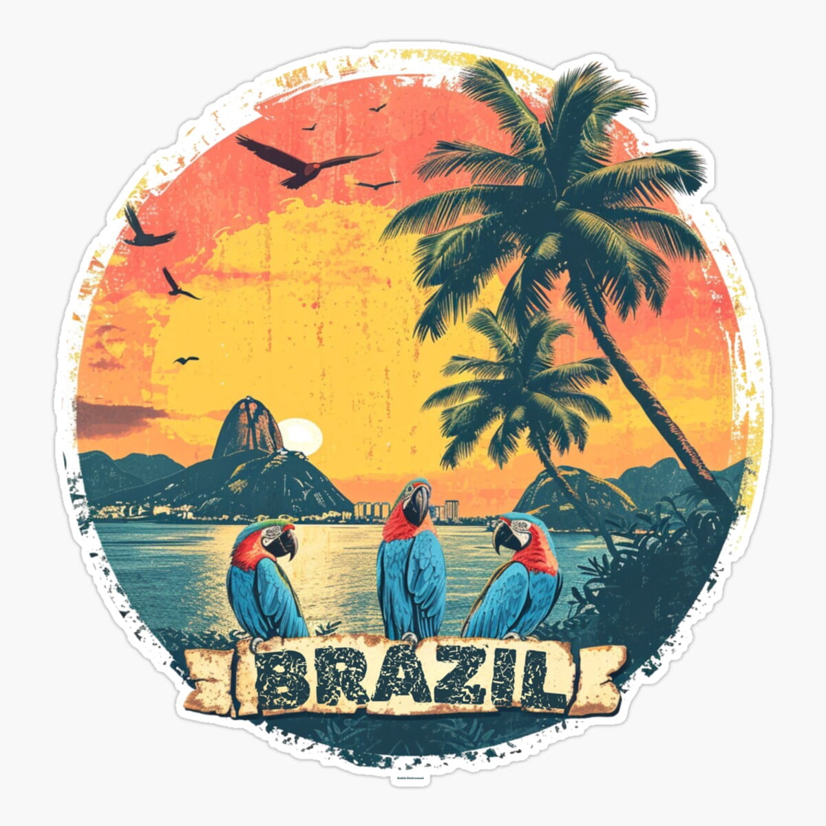 Onim A Vintage Illustration Of Brazil - Rio De Janeiro Sticker, Phone ...
