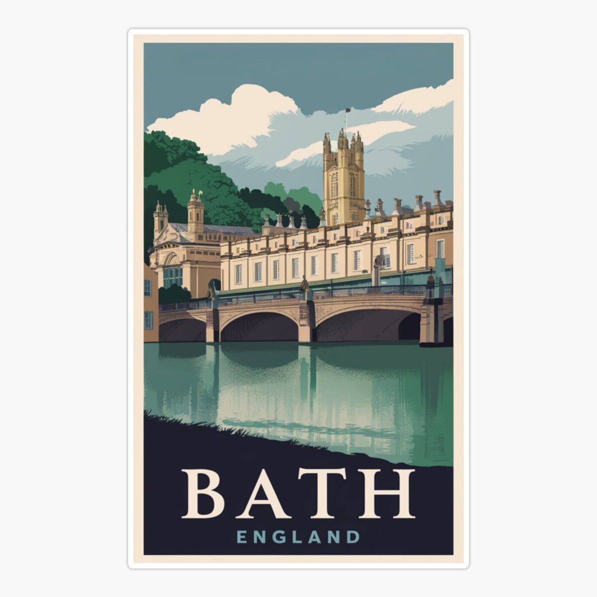 Onim A Vintage Travel Art Of Bath - England Sticker, Phone Decal Water ...