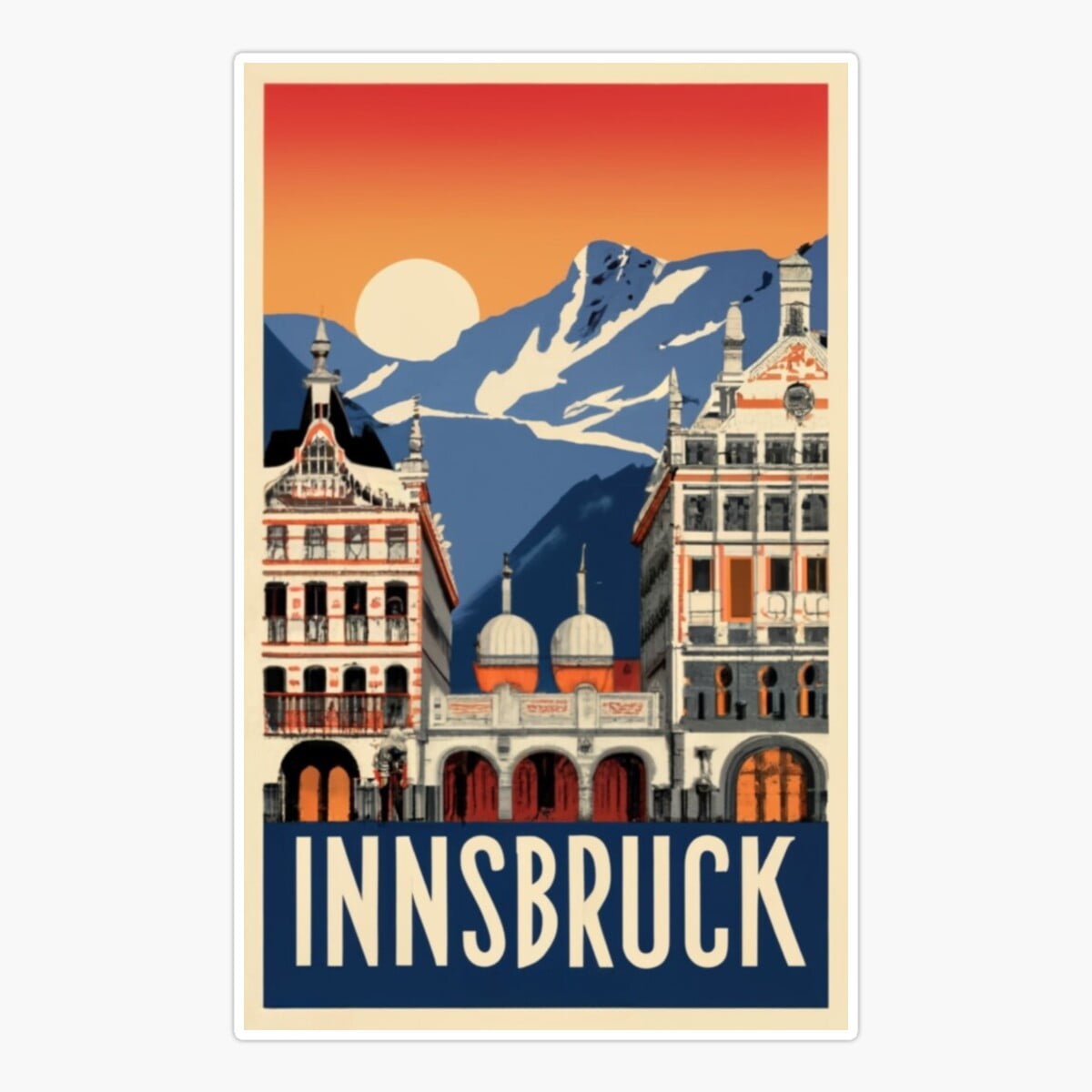 Onim A Vintage Travel Art Of Innsbruck - Austria Sticker, Phone Decal ...