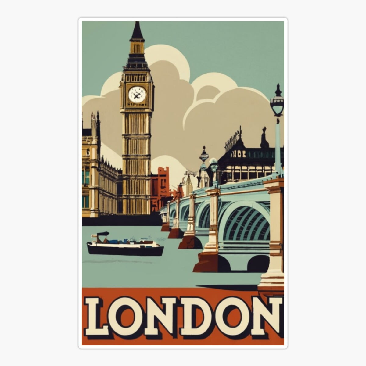 Onim A Vintage Travel Art Of London - England Sticker, Phone Decal ...