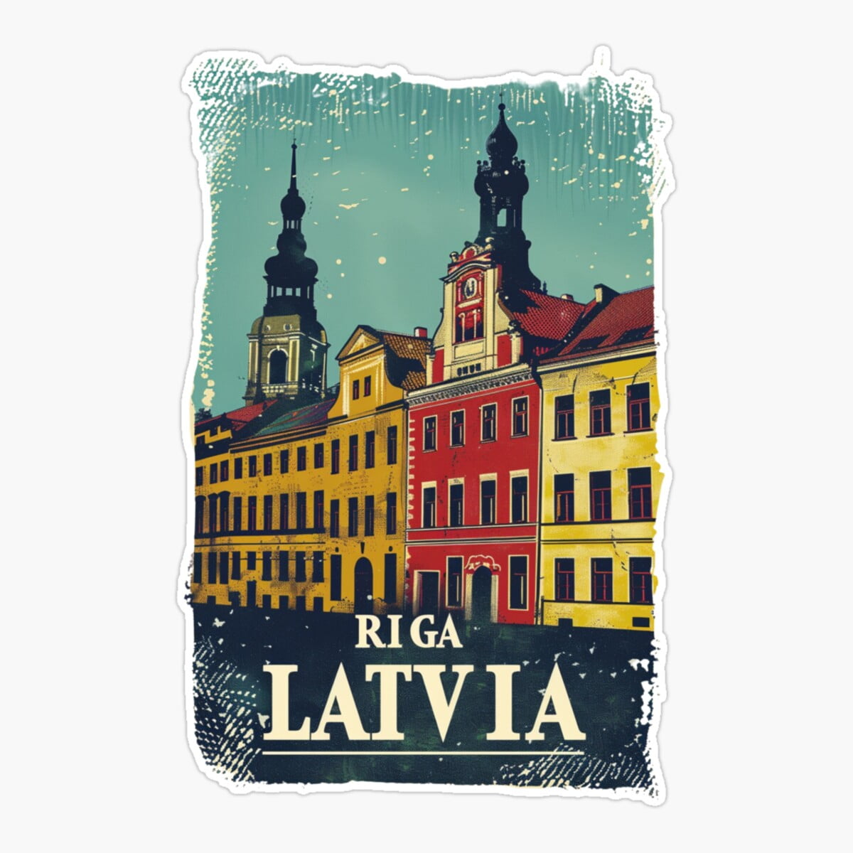 Onim A Vintage Travel Art Of Riga - Latvia Sticker, Phone Decal Water ...