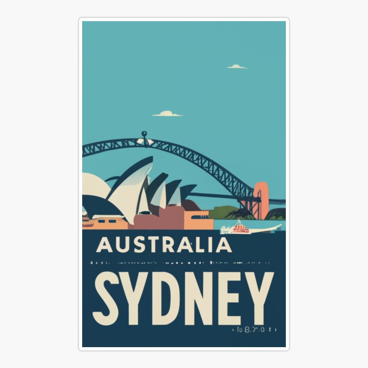Onim A Vintage Travel Art Of Sydney - Australia Sticker, Phone Decal ...
