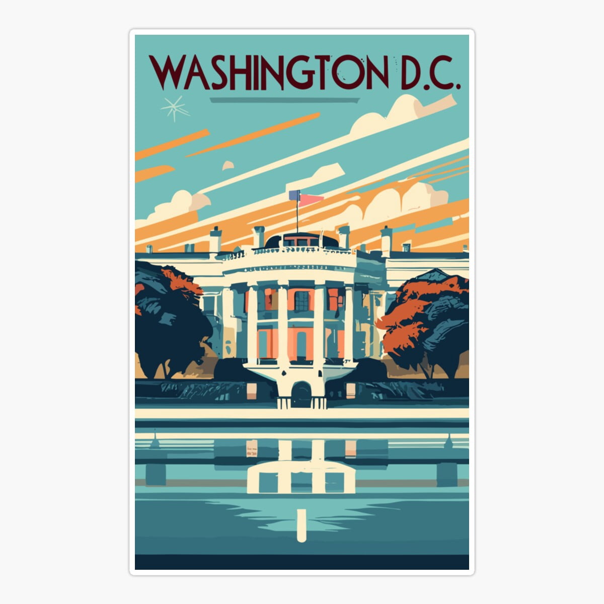 Onim A Vintage Travel Art Of Washington Dc - Us Sticker, Phone Decal ...