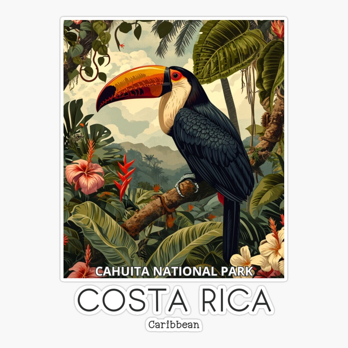 Onim A Vintage Travel Illustration Of Cahuita National Park - Costa ...