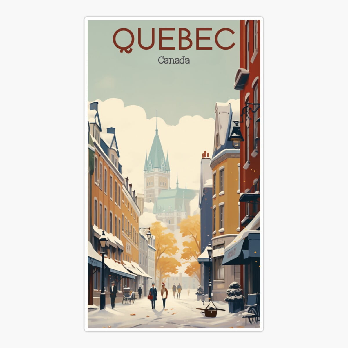 Onim A Vintage Travel Illustration Of Quebec - Canada Sticker, Phone ...