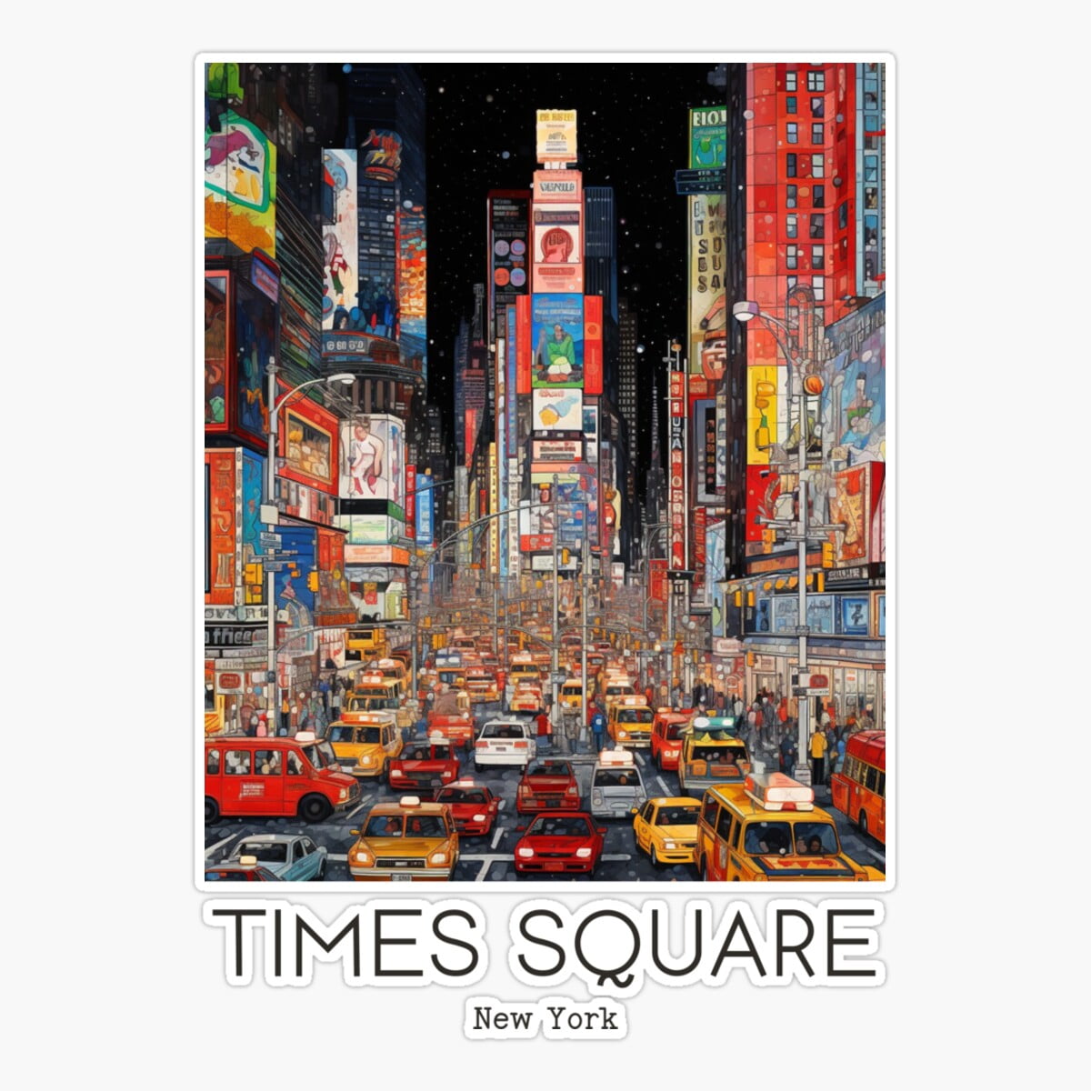 Onim A Vintage Travel Illustration Of The Times Square In New York - Us ...
