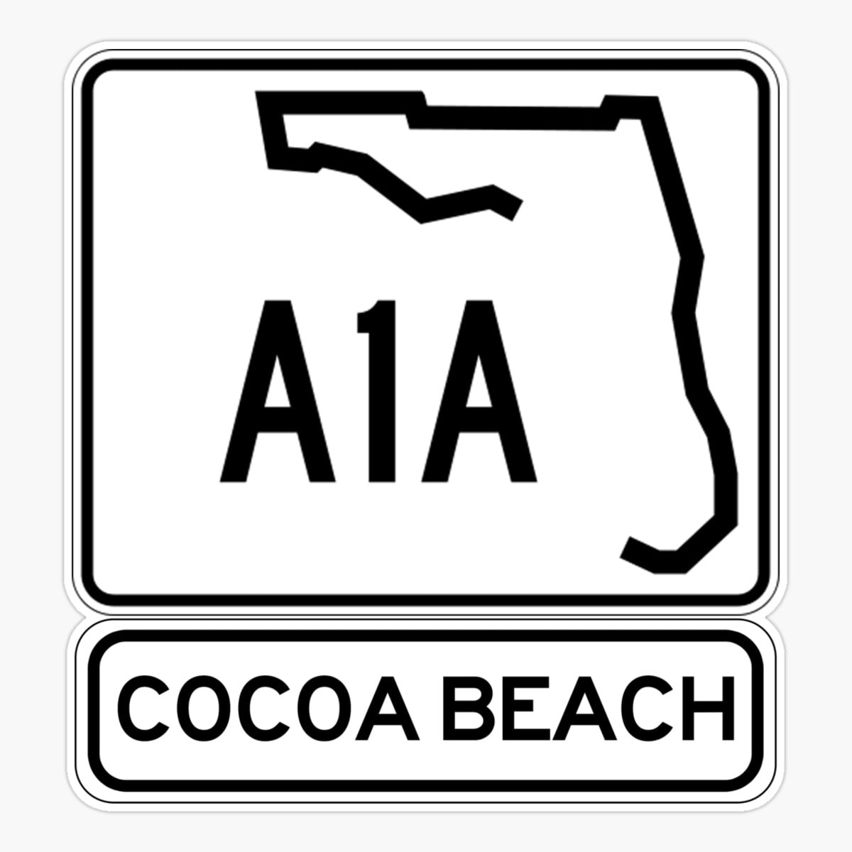 Onim A1A - Cocoa Beach Sticker, Phone Decal Water Bottle Stickers Car ...