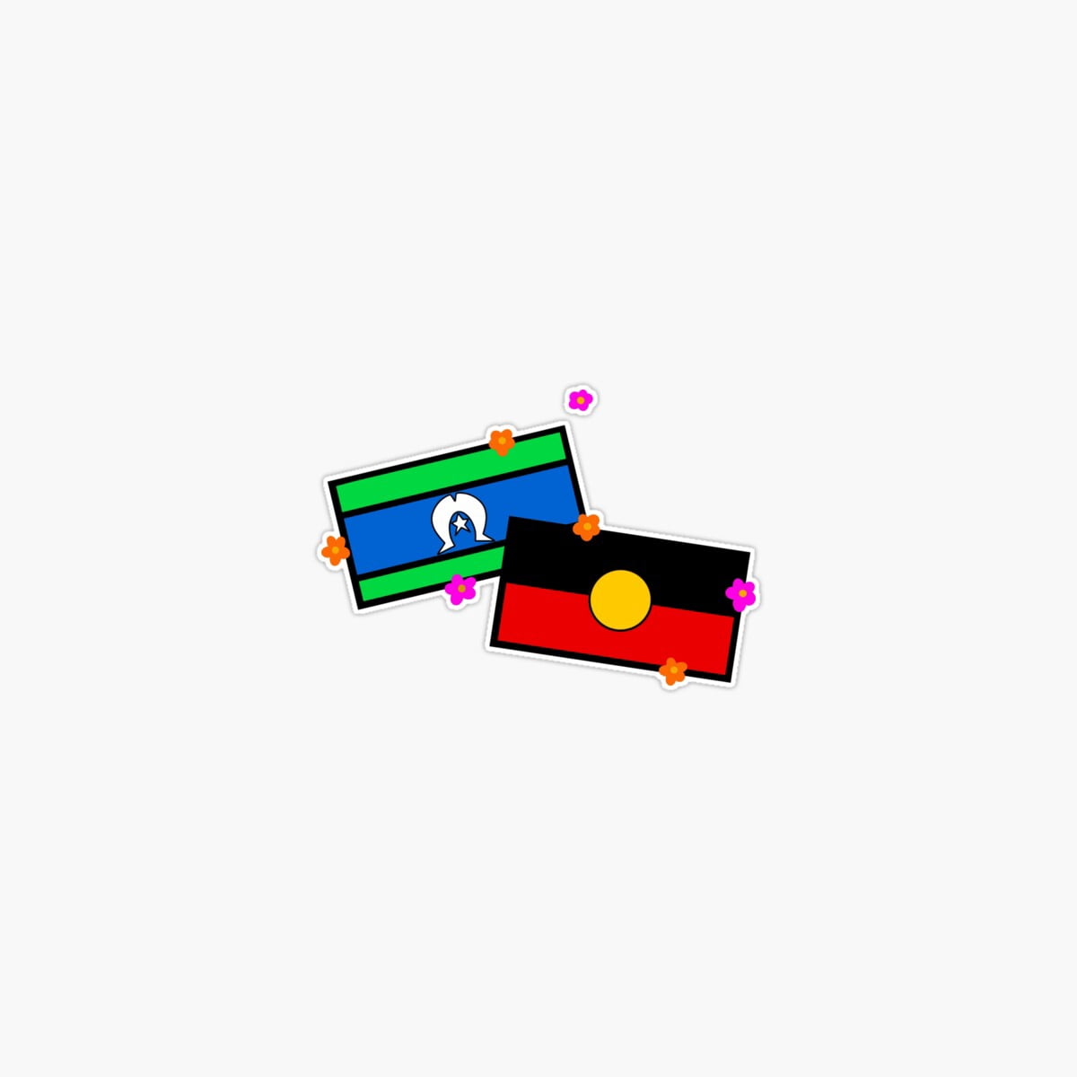 Onim Aboriginal and Torres Strait Islander Flag with Florals Sticker ...