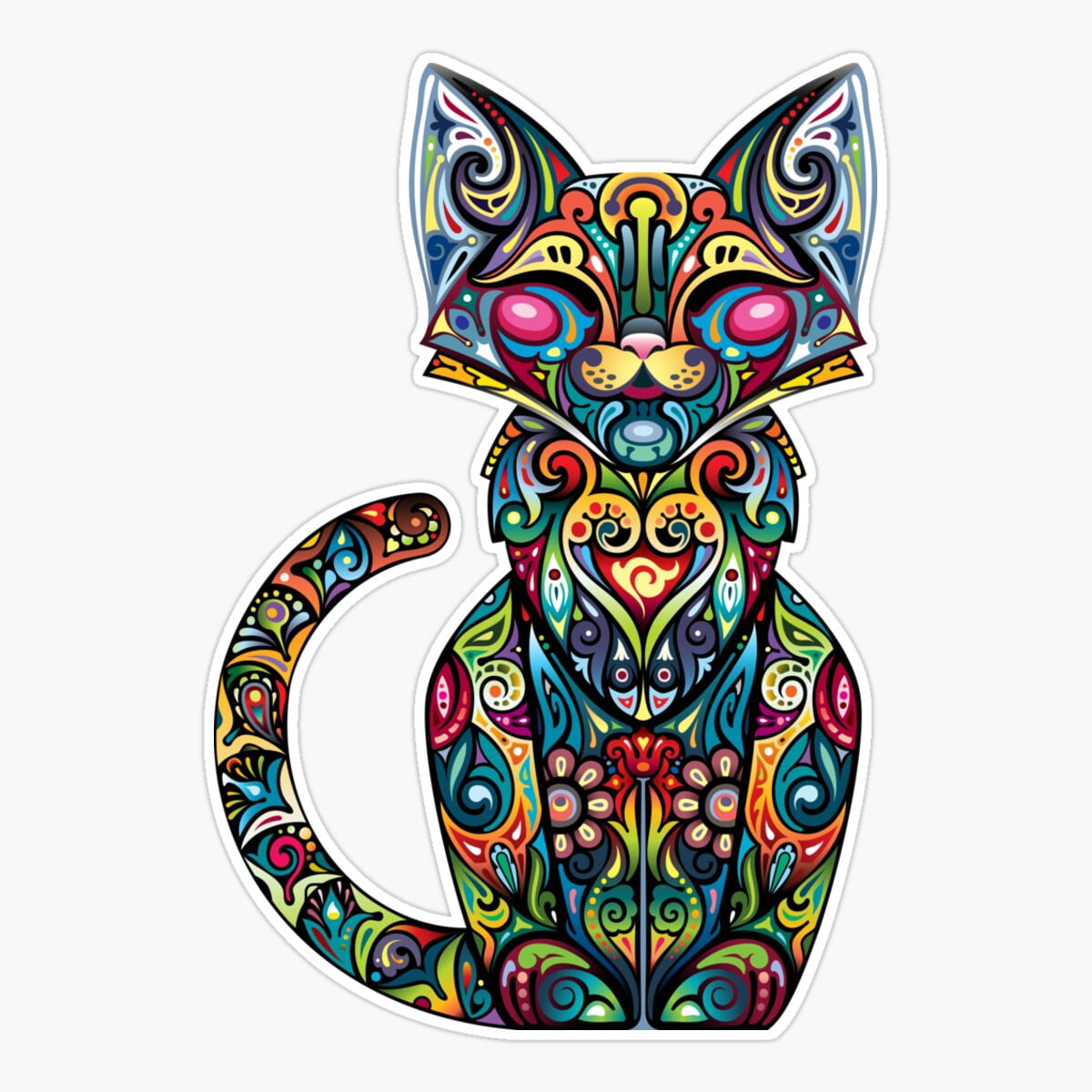 Onim Abstract Art Cat Sticker, Phone Decal Water Bottle Stickers Car ...