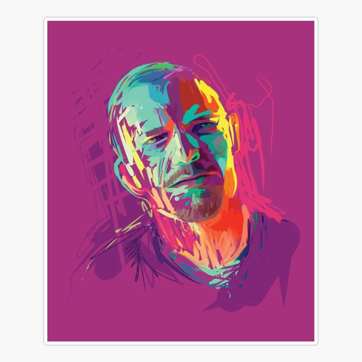 Onim Abstract Colorful Male Profile Sticker, Phone Decal Water Bottle ...