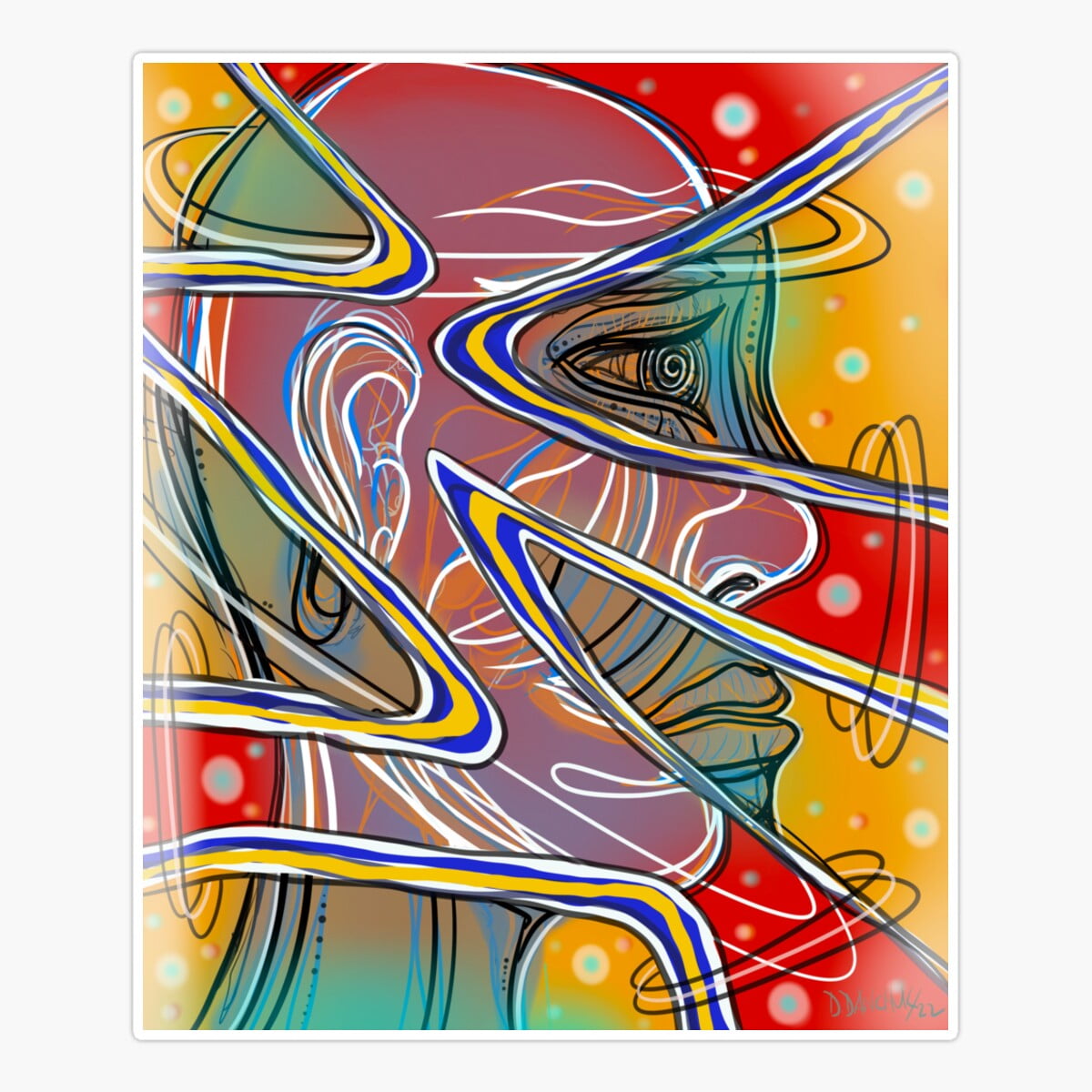 Onim Abstract Face, Side Profile Sticker, Phone Decal Water Bottle ...