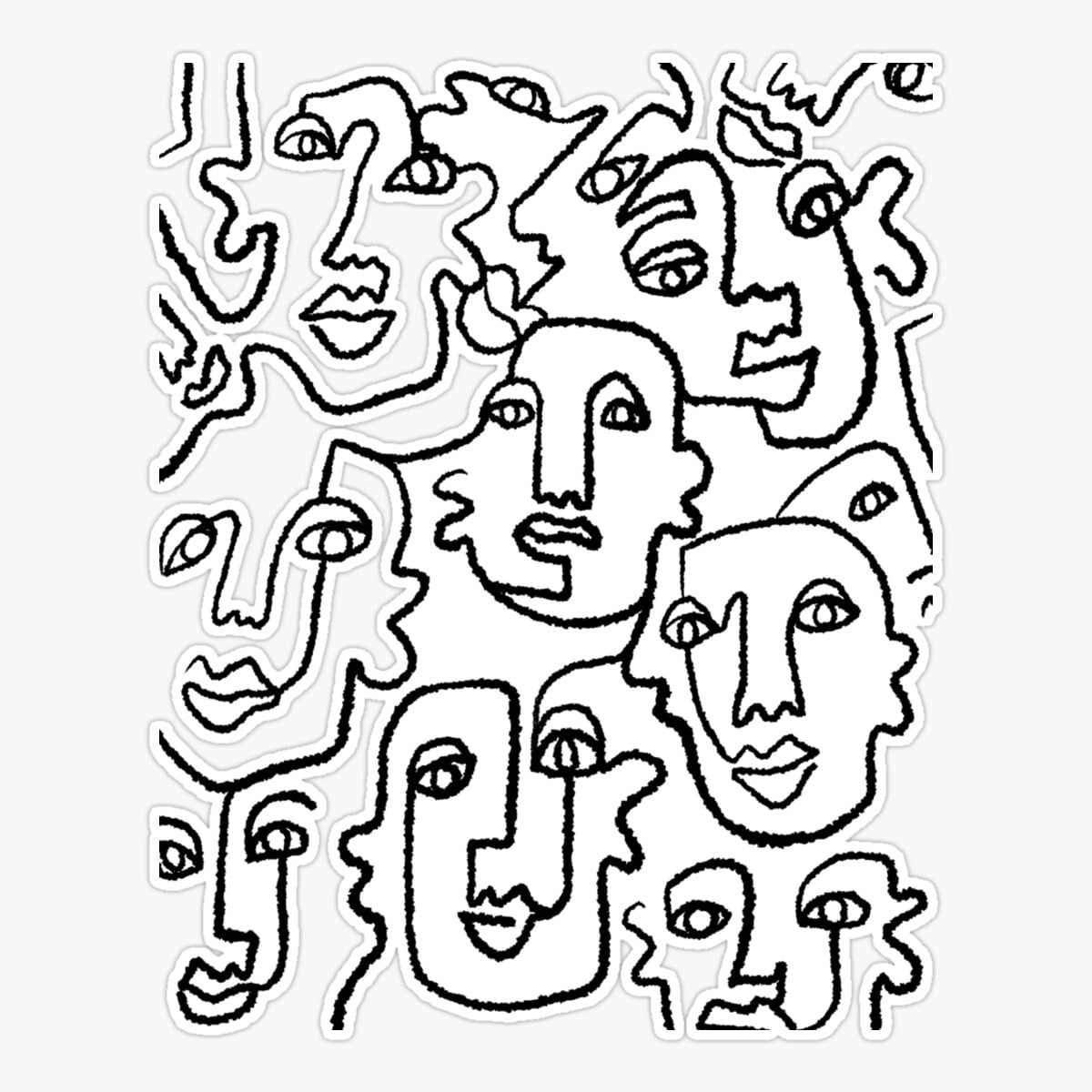 Onim Abstract Faces (#2) Sticker, Phone Decal Water Bottle Stickers Car ...