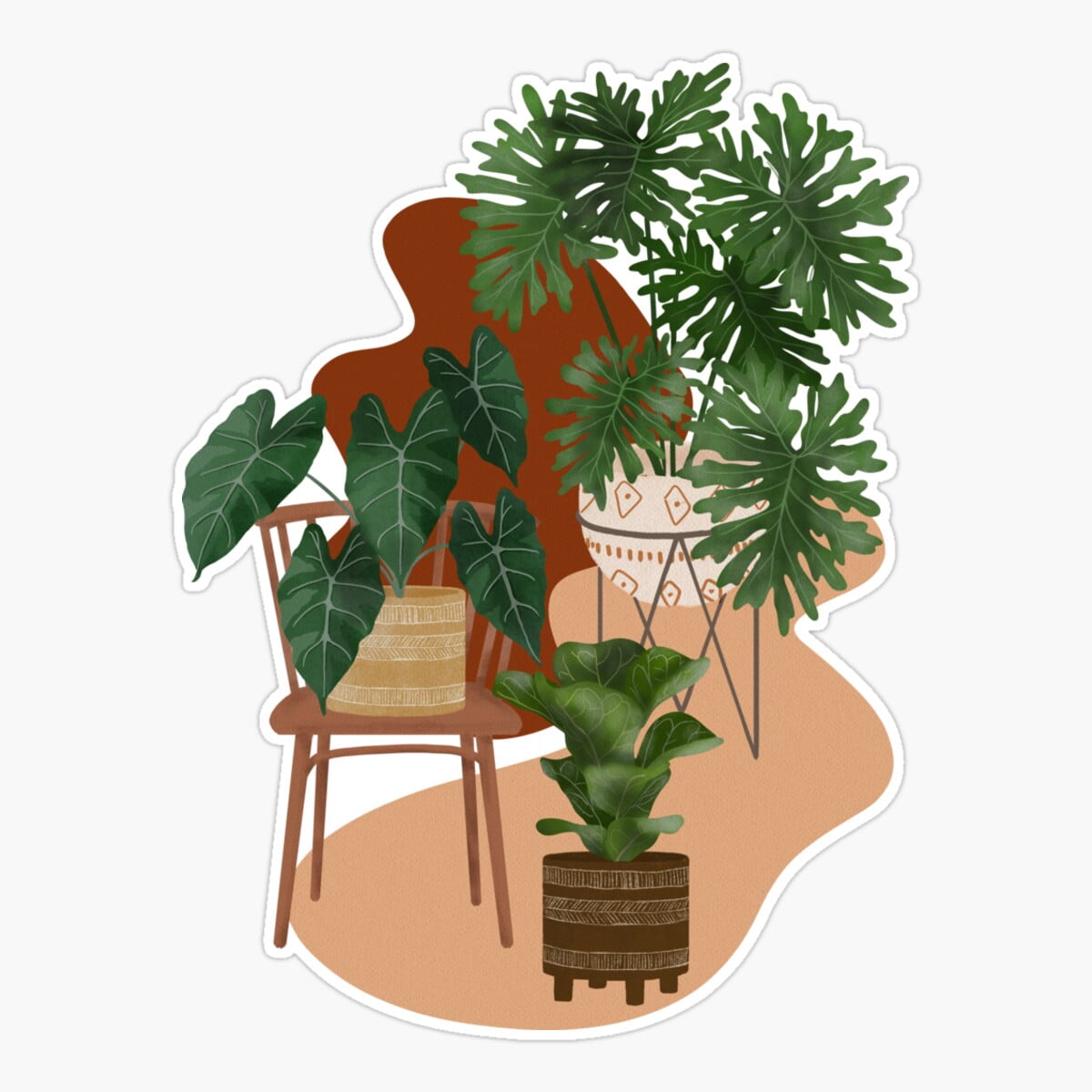 Onim Abstract House Plants, Bohemian Plant Composition 3 Sticker, Phone ...
