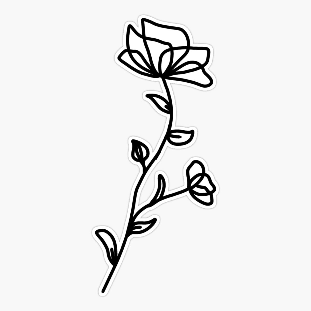 Onim Abstract Poppy Flower Line Drawing Sticker, Phone Decal Water ...