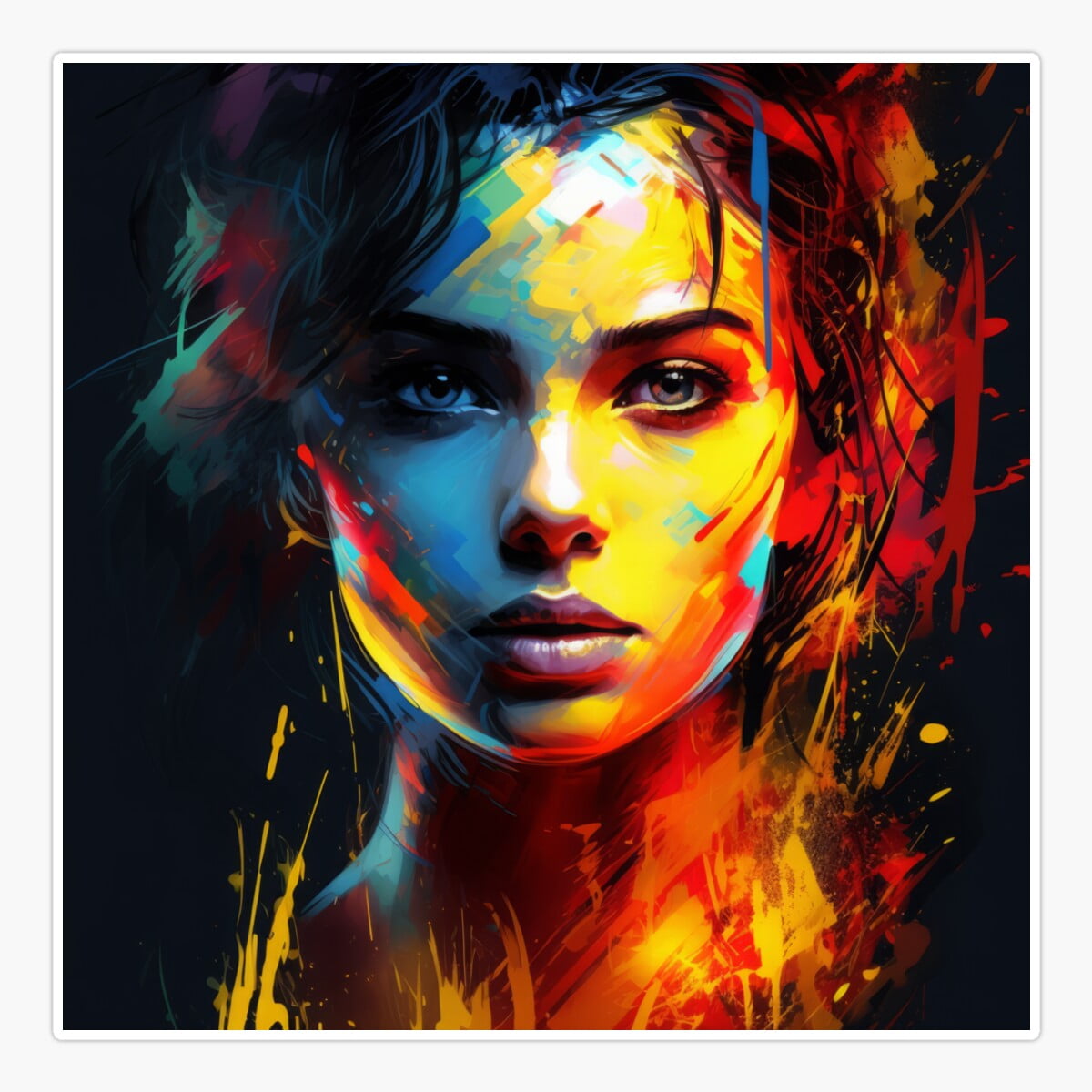 Onim Abstract Portrait Sticker, Phone Decal Water Bottle Stickers Car ...