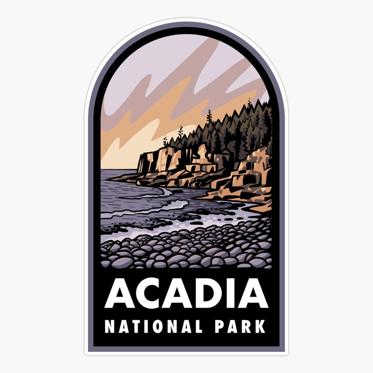 Onim Acadia National Park Badge Sticker, Phone Decal Water Bottle ...