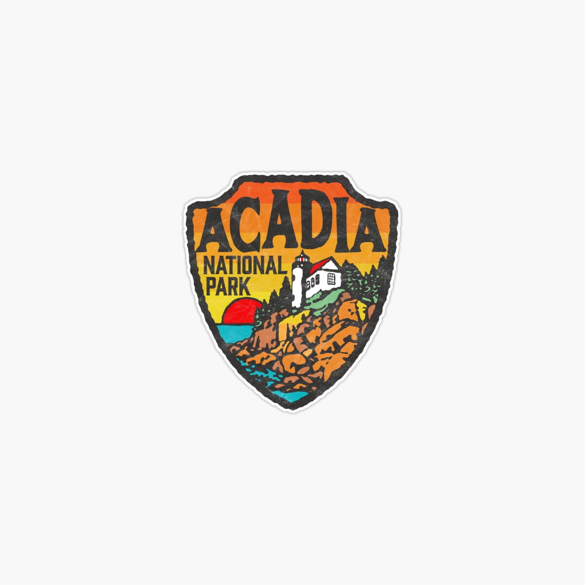 Onim Acadia National Park Vintage Style Badge W/ Maine Coast ...