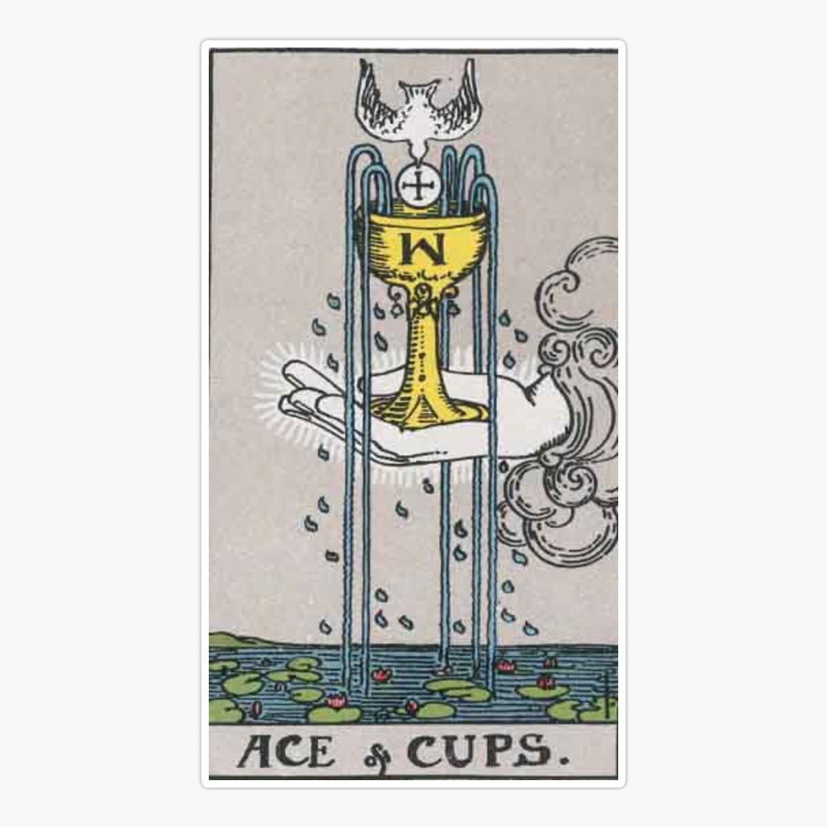 Onim Ace Of Cups - Tarot Card (Rider Waite) Sticker, Phone Decal Water ...
