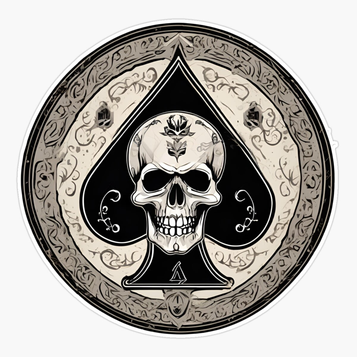 Onim Ace Of Spades Skull Sticker, Phone Decal Water Bottle Stickers Car ...