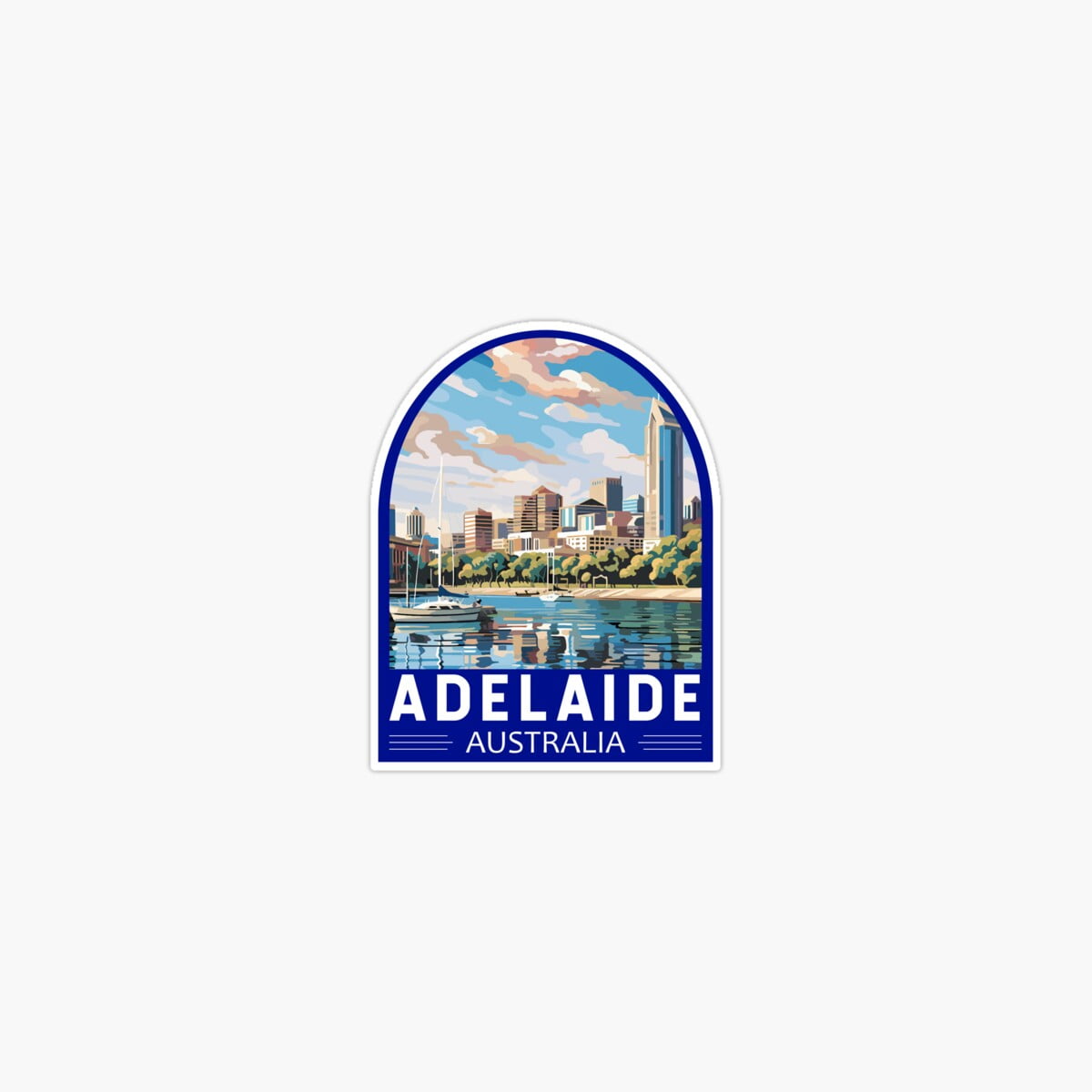 Onim Adelaide Australia Travel Art Emblem Sticker, Phone Decal Water ...