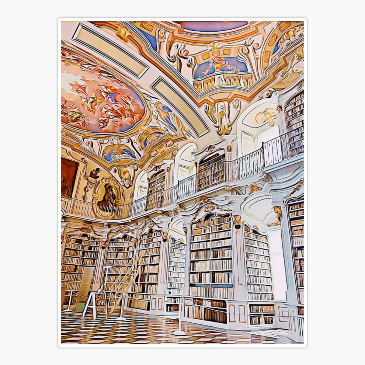 Onim Admont Abbey Library Sticker, Phone Decal Water Bottle Stickers ...