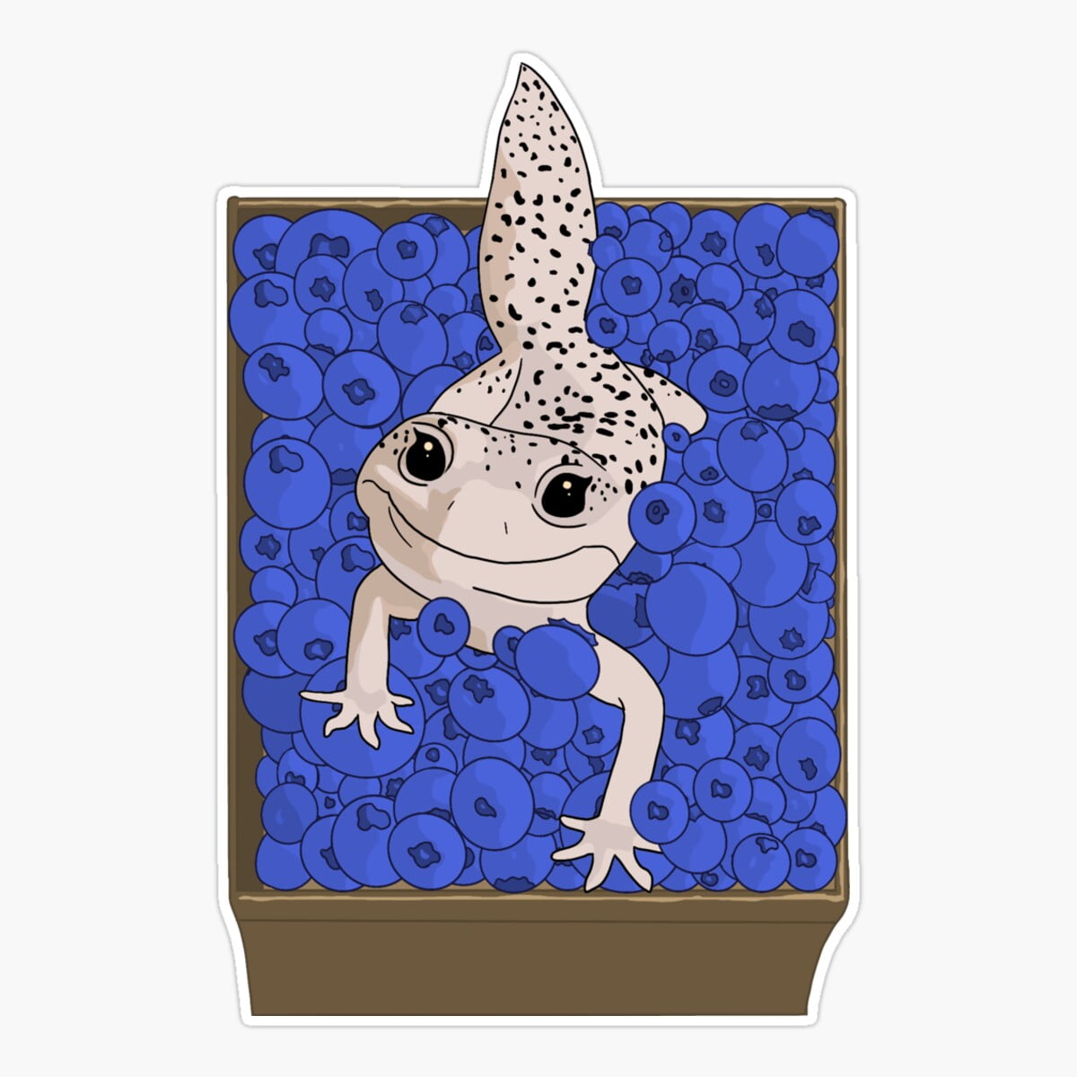 Onim Adorable Gecko With Blueberries Sticker, Phone Decal Water Bottle ...