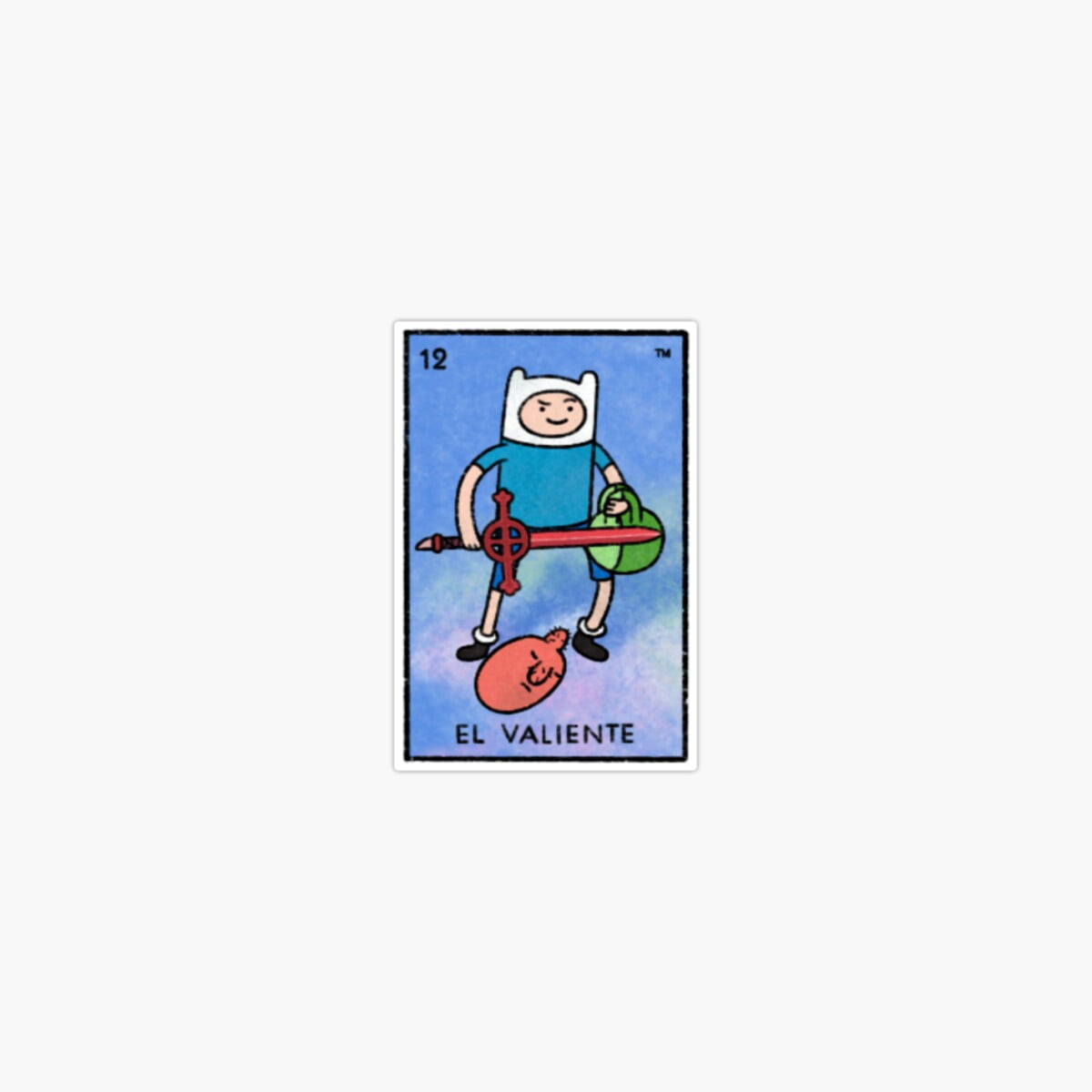 Onim Adventure Time Loteria - El Valiente/Finn The Human Sticker, Phone ...