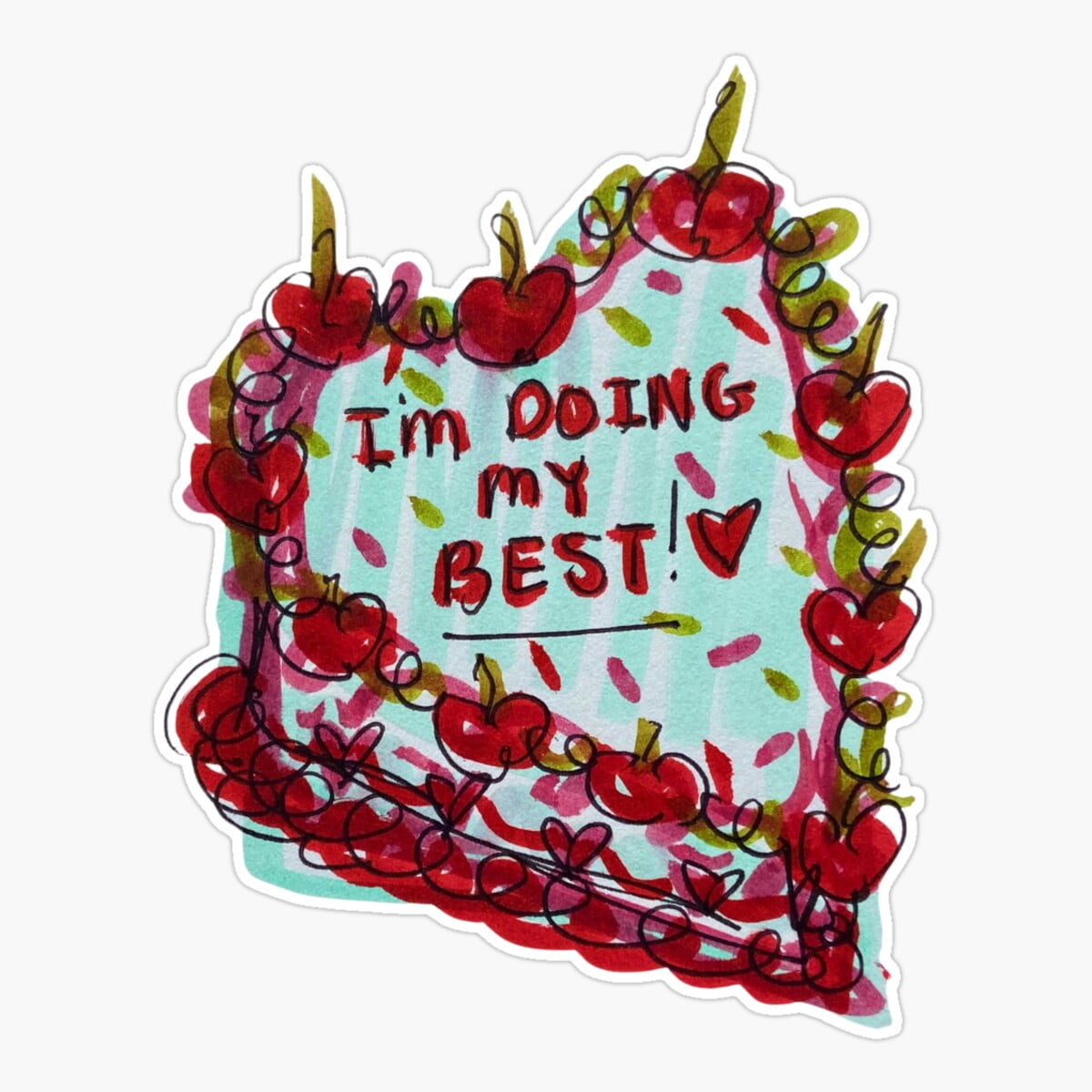 Onim Aesthetic Cake With Quote Sticker, Phone Decal Water Bottle ...