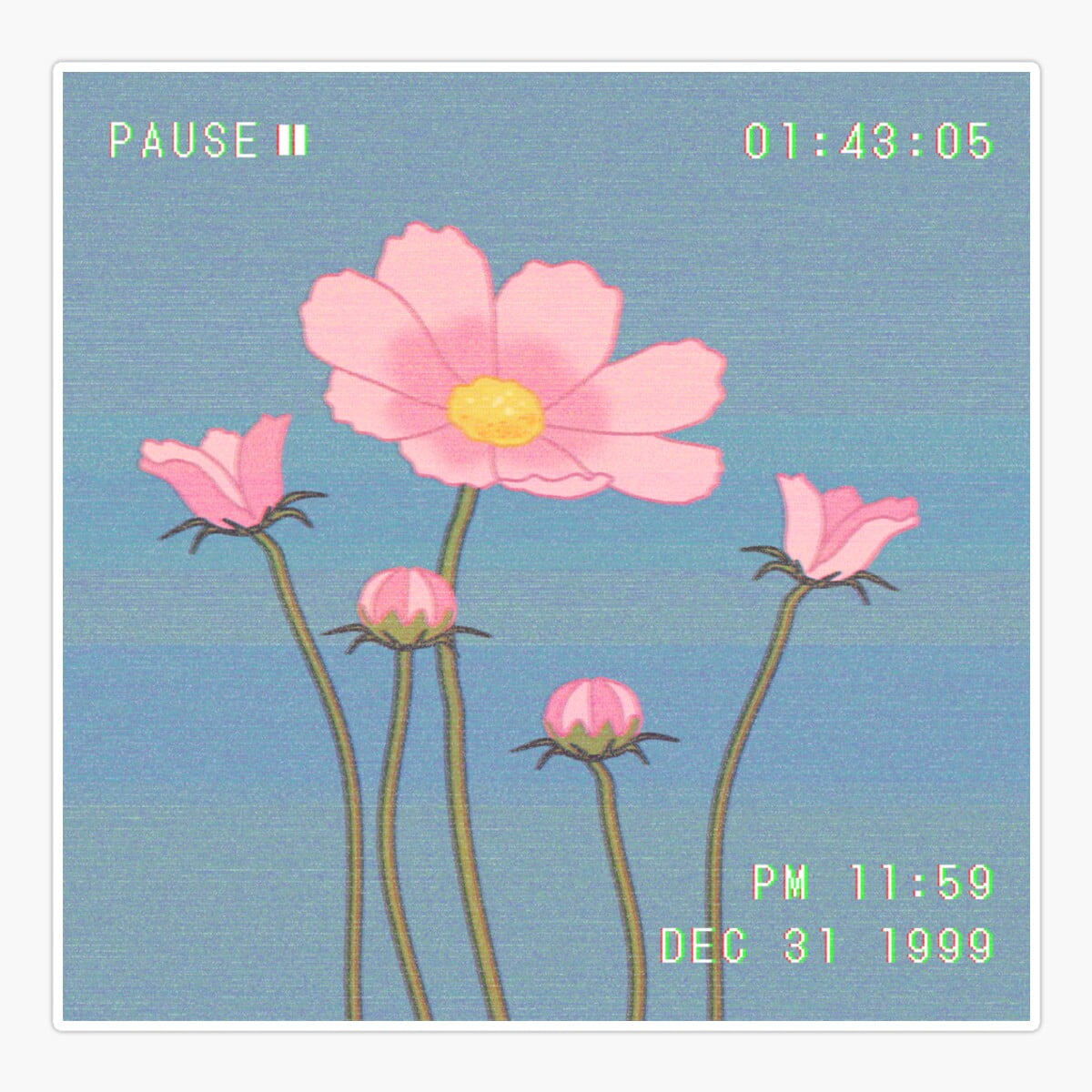 Onim Aesthetic Cottagecore Vaporwave Cosmos Flowers Sticker, Phone ...