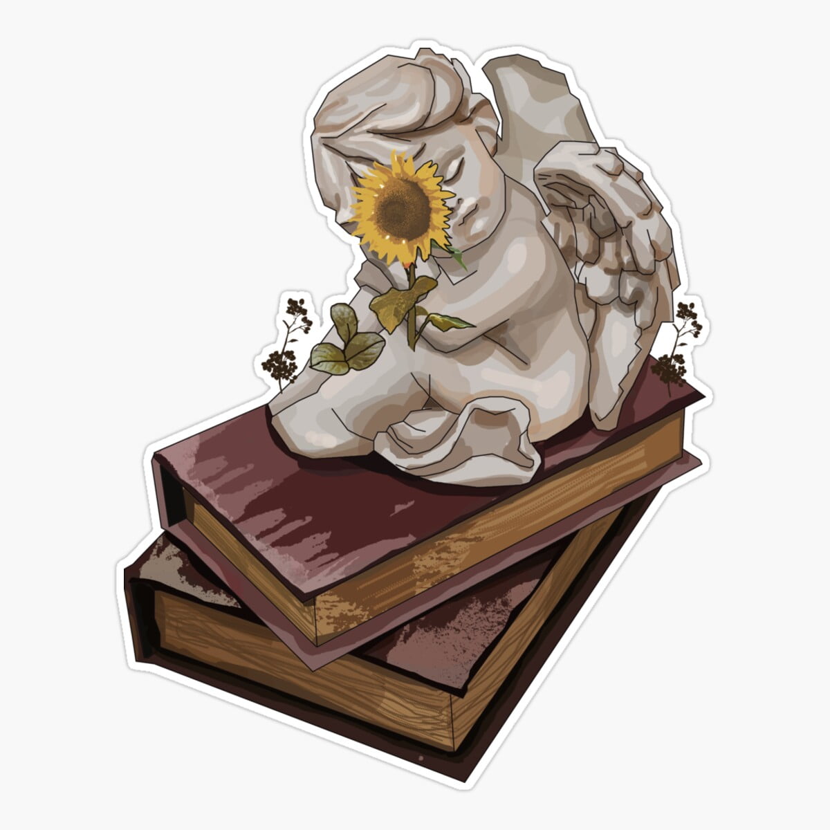 Onim Aesthetic Dark Academia Scuplture And Books - Vintage Sticker ...