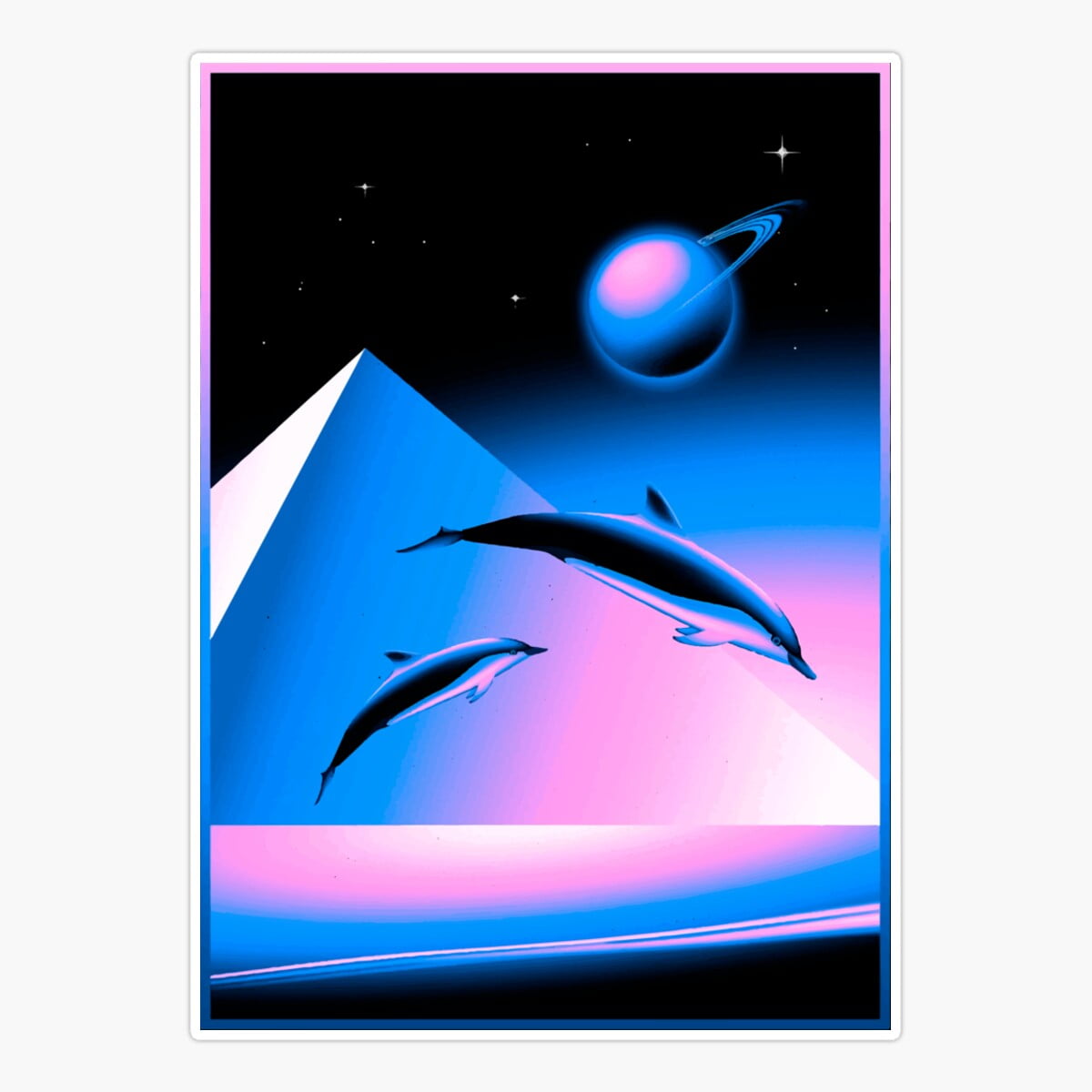 Onim Aesthetic Dolphins Sticker, Phone Decal Water Bottle Stickers Car ...