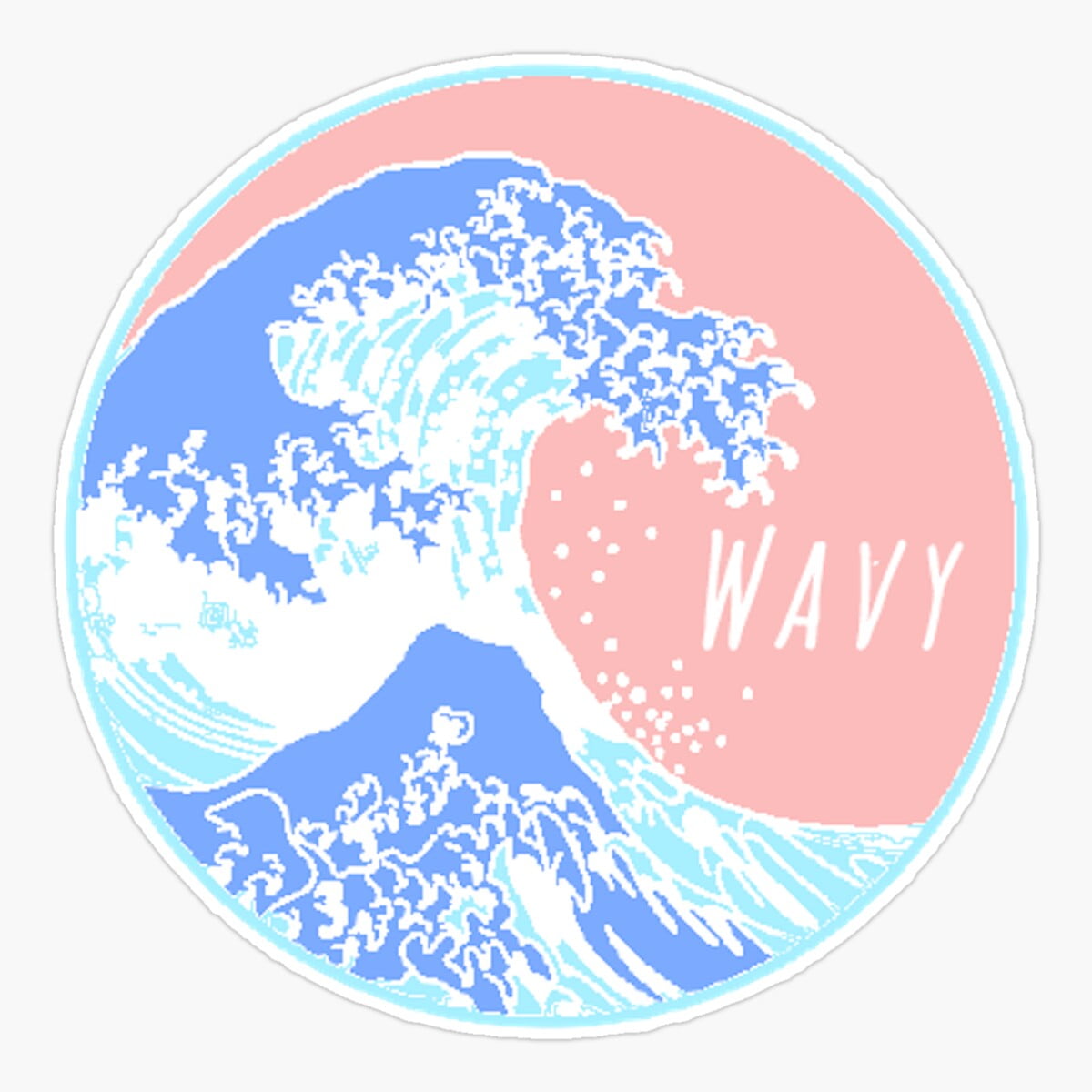 Onim Aesthetic Great Wave Wavy Sticker, Phone Decal Water Bottle ...