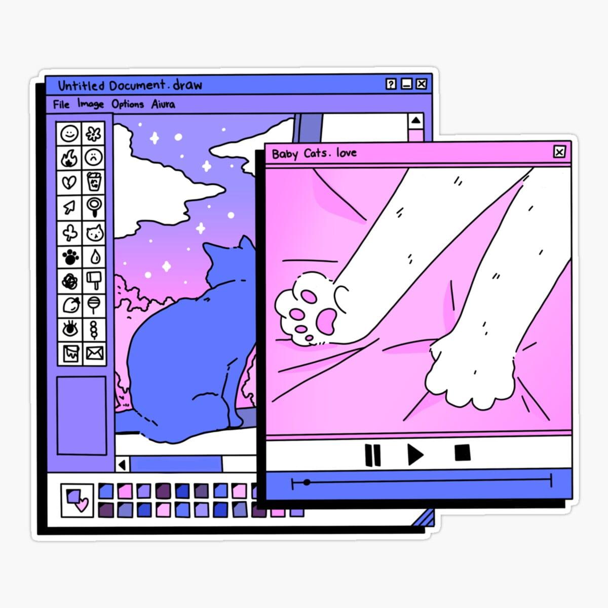 Onim Aesthetic Kitty Paw Beans! Sticker, Phone Decal Water Bottle ...