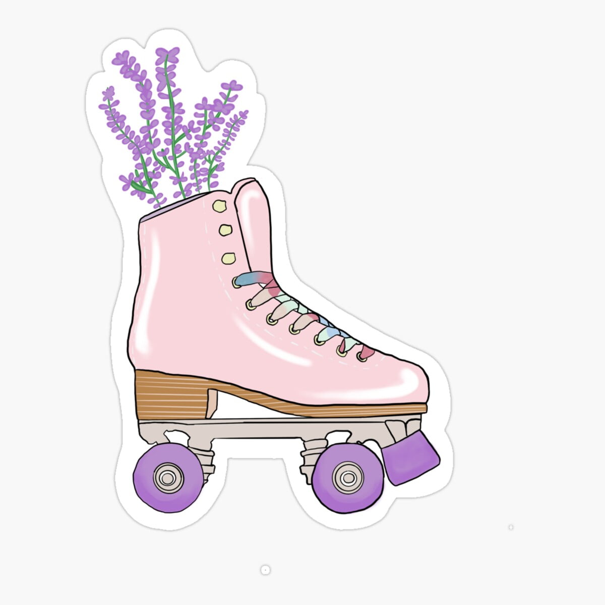 Onim Aesthetic Pink Lavender Pastel Roller Skate Sticker, Phone Decal ...