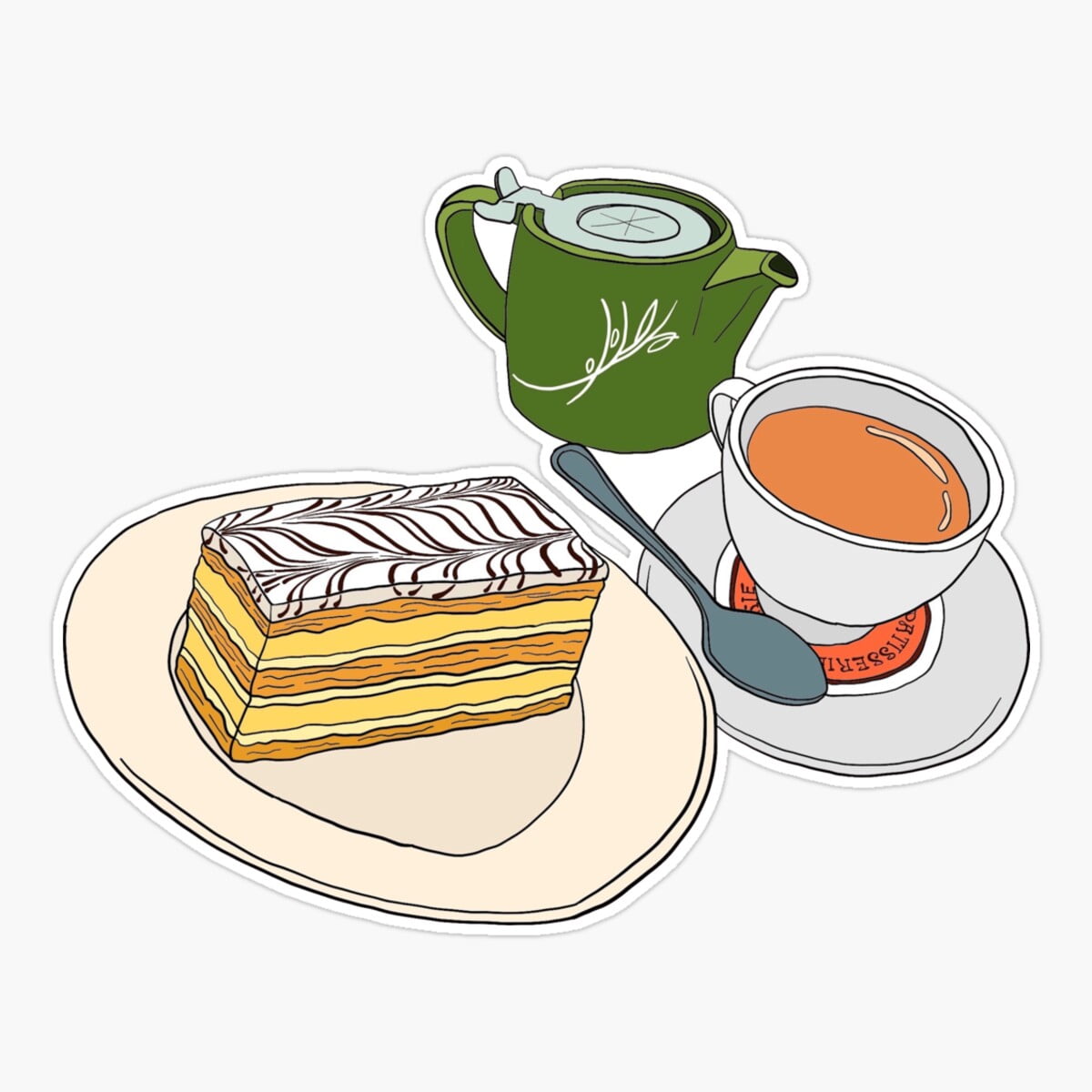 Onim Afternoon Tea And Cake Sticker, Phone Decal Water Bottle Stickers ...