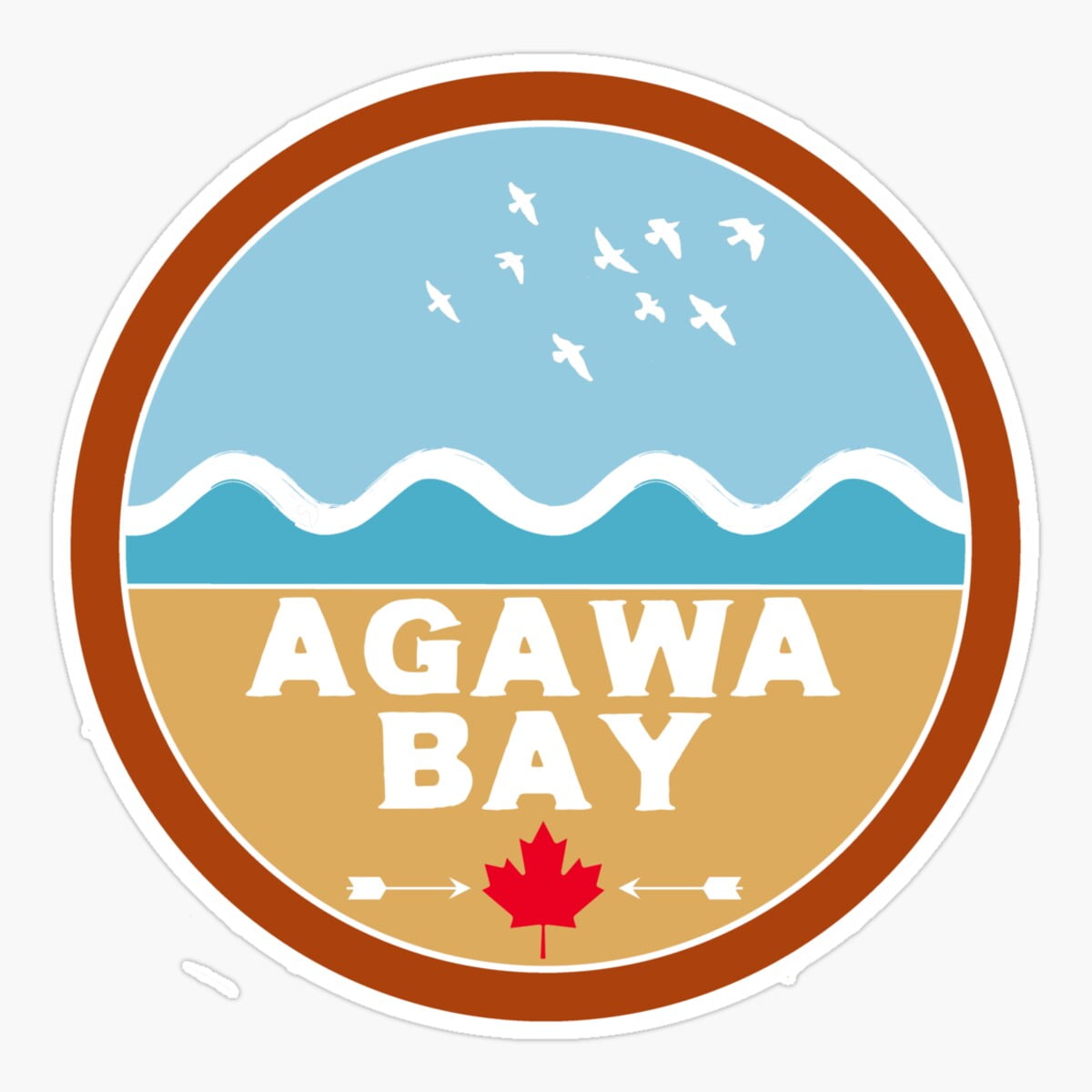 Onim Agawa Bay Ontario Canada - Retro Lake Beach Wave Sticker, Phone ...