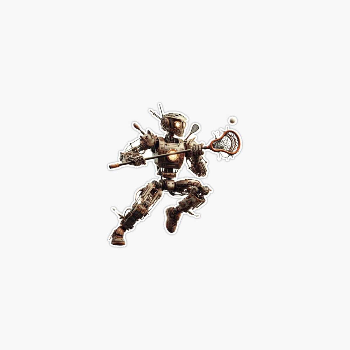 Onim Ai Robot Playing Lacrosse Sticker, Phone Decal Water Bottle ...