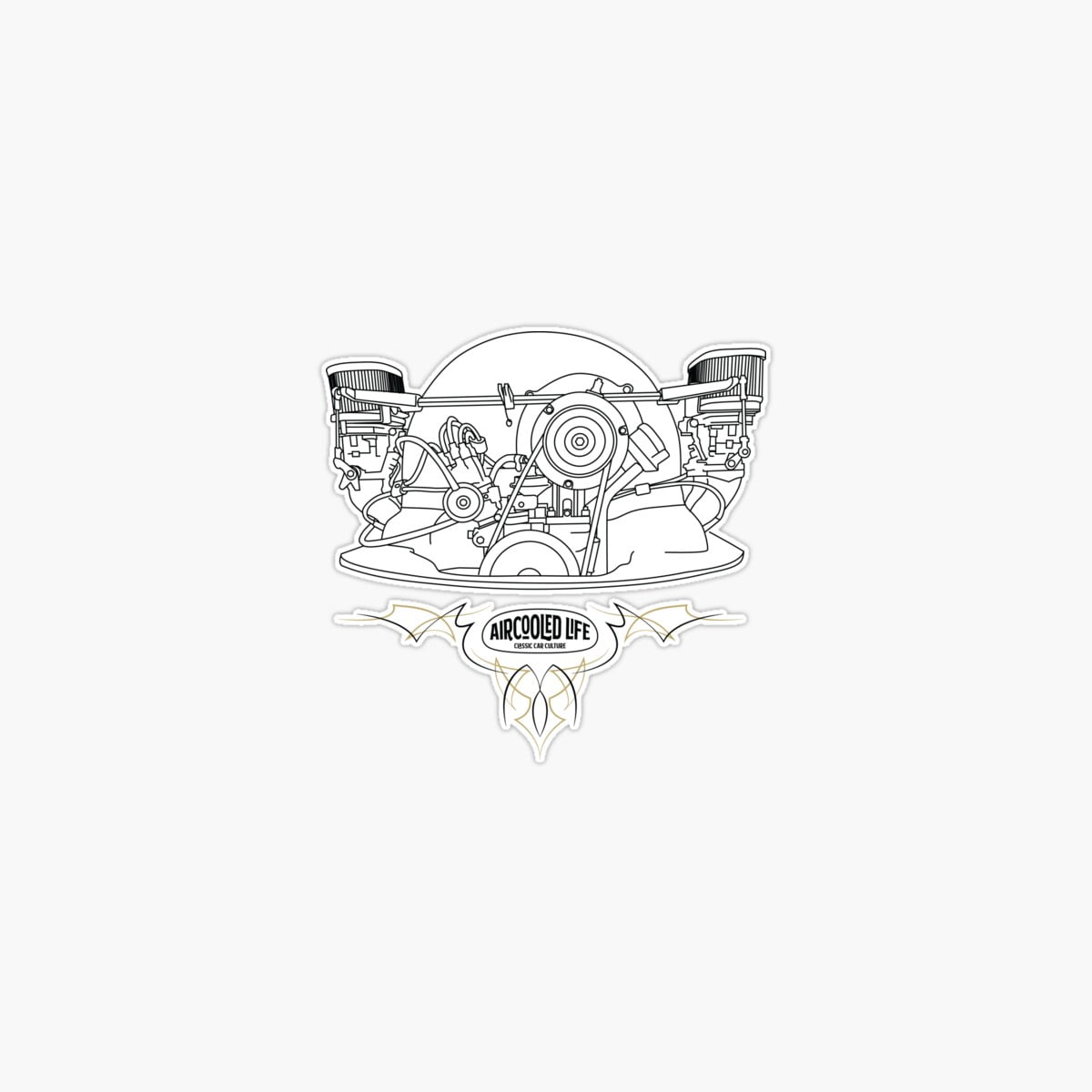 Onim Aircooled Life - Classic Car Culture (Engine) Sticker - Walmart.com