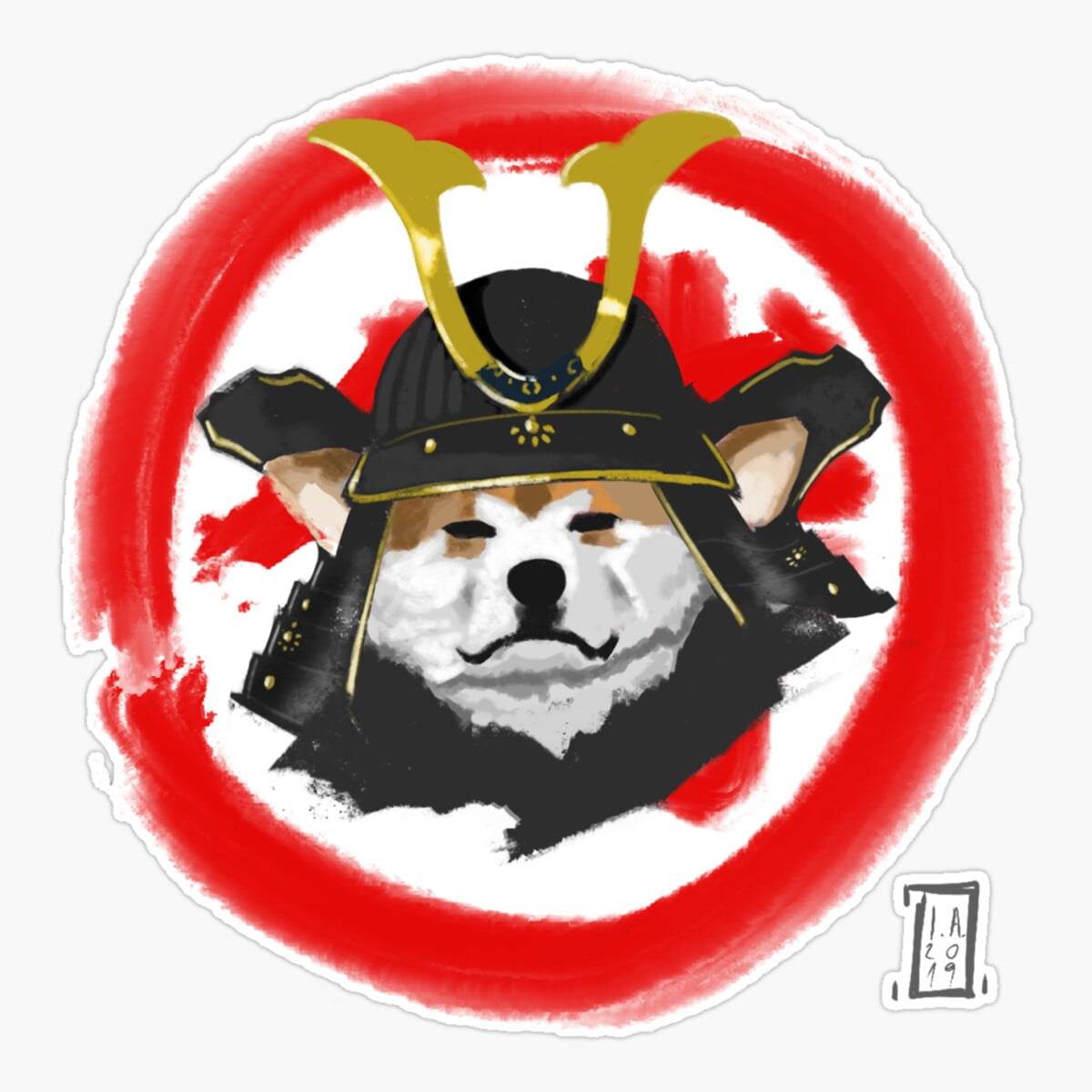 Onim Akita Samurai Sticker, Phone Decal Water Bottle Stickers Car ...