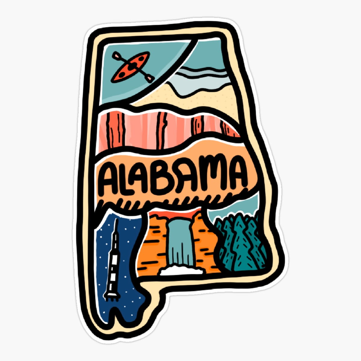 Onim Alabama Landmark Sticker, Phone Decal Water Bottle Stickers Car ...