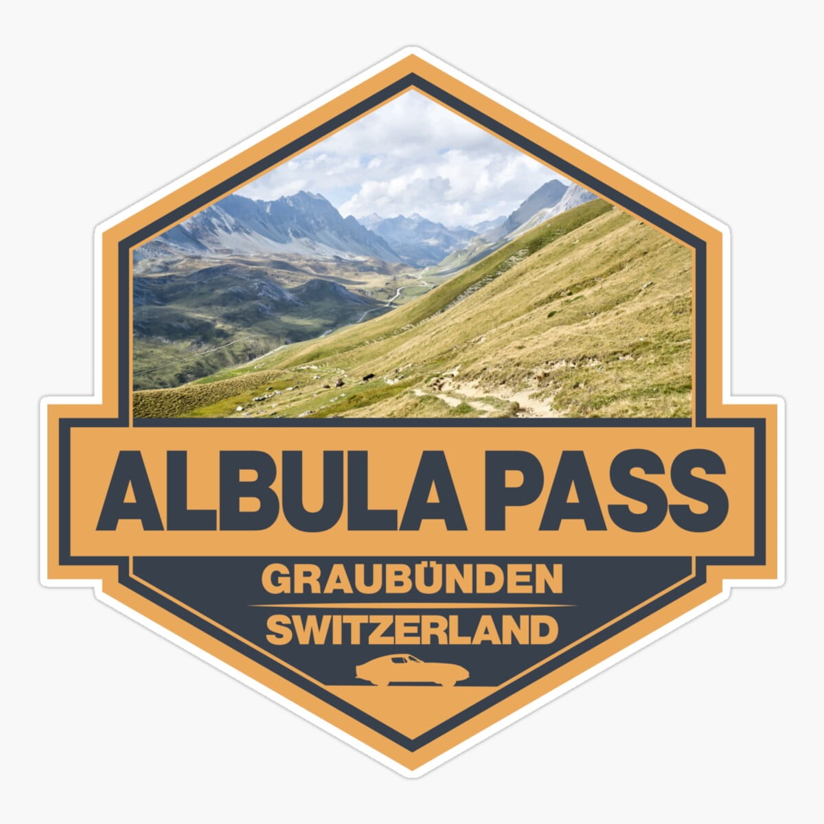 Onim Albula Pass Switzerland Travel Art Badge Sticker, Phone Decal ...