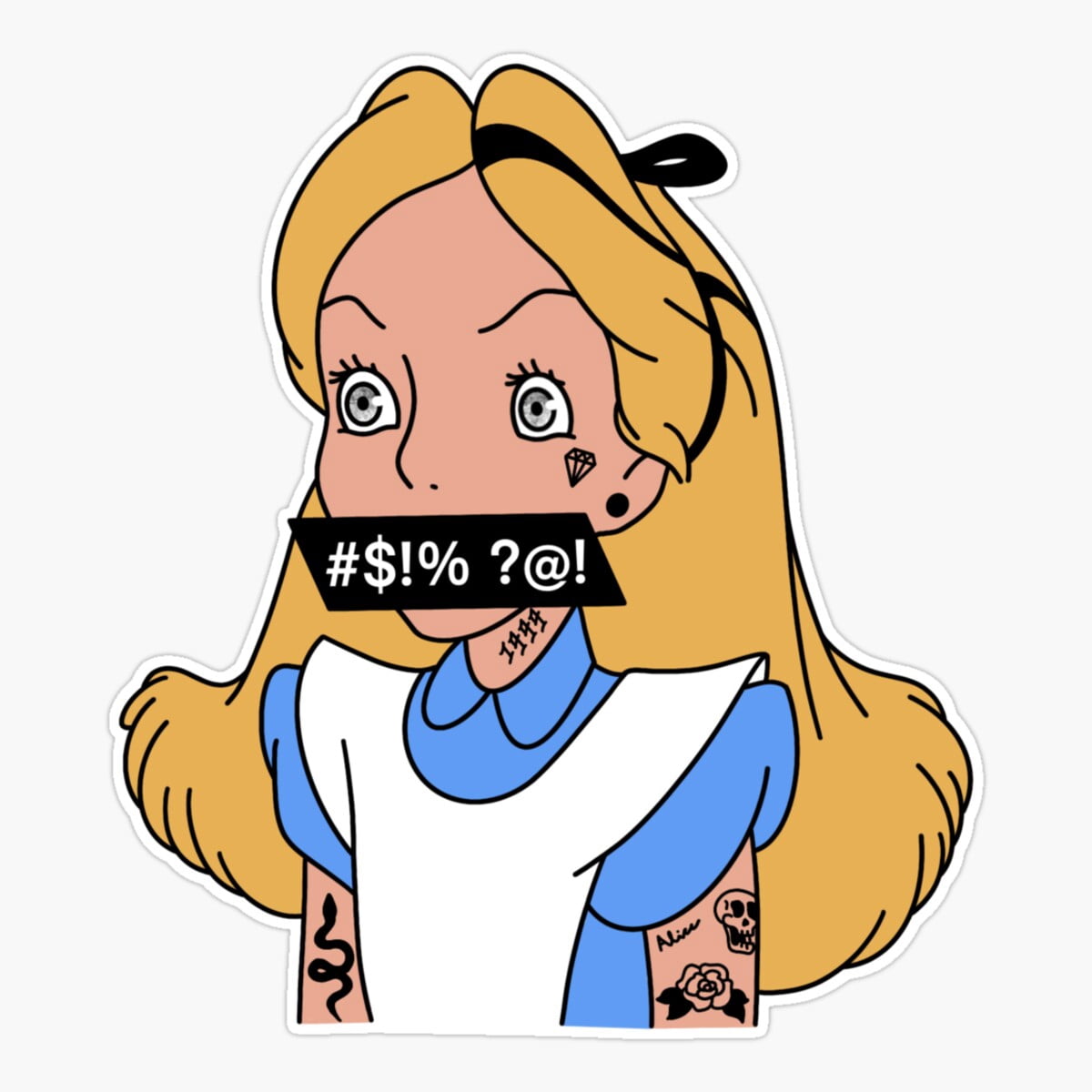 Onim Alice In Wonderland Punk Sticker, Phone Decal Water Bottle ...