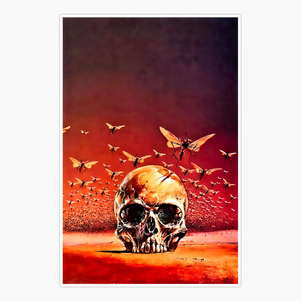 Onim Alien Skull - Vintage Sci-Fi Art Sticker, Phone Decal Water Bottle ...