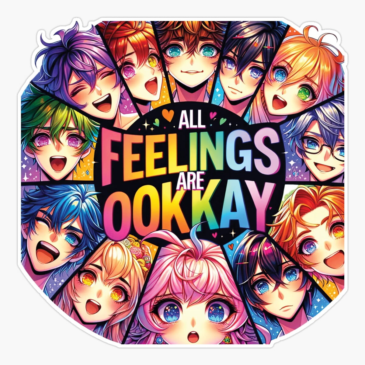 Onim All Feelings Are Okay, Anime, Kaleidoscope Of Emotions Sticker ...
