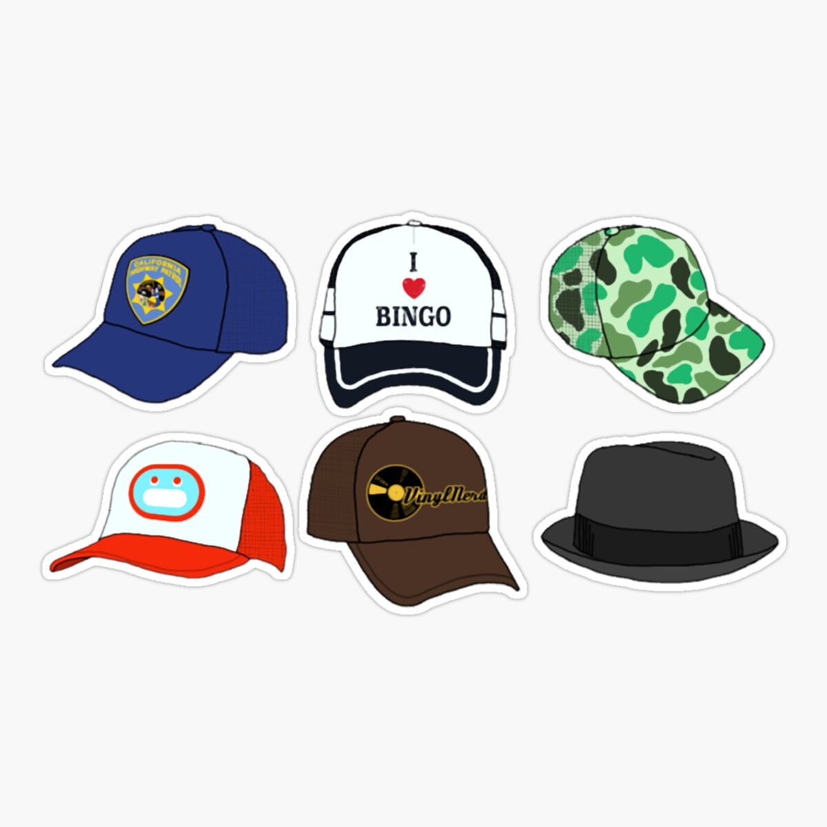 Onim All The Hats! Sticker, Phone Decal Water Bottle Stickers Car ...