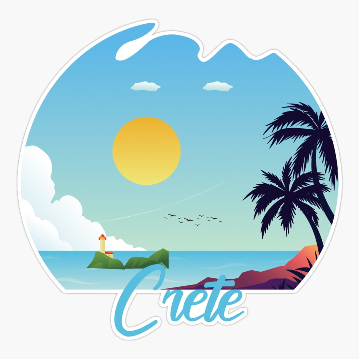 Onim All You Need Is Crete In Greece Sticker, Phone Decal Water Bottle ...