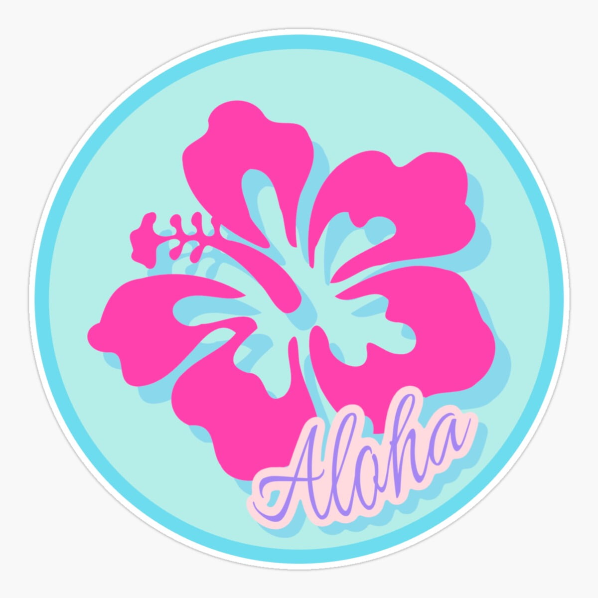 Onim Aloha Hibiscus Flower Sticker, Phone Decal Water Bottle Stickers ...